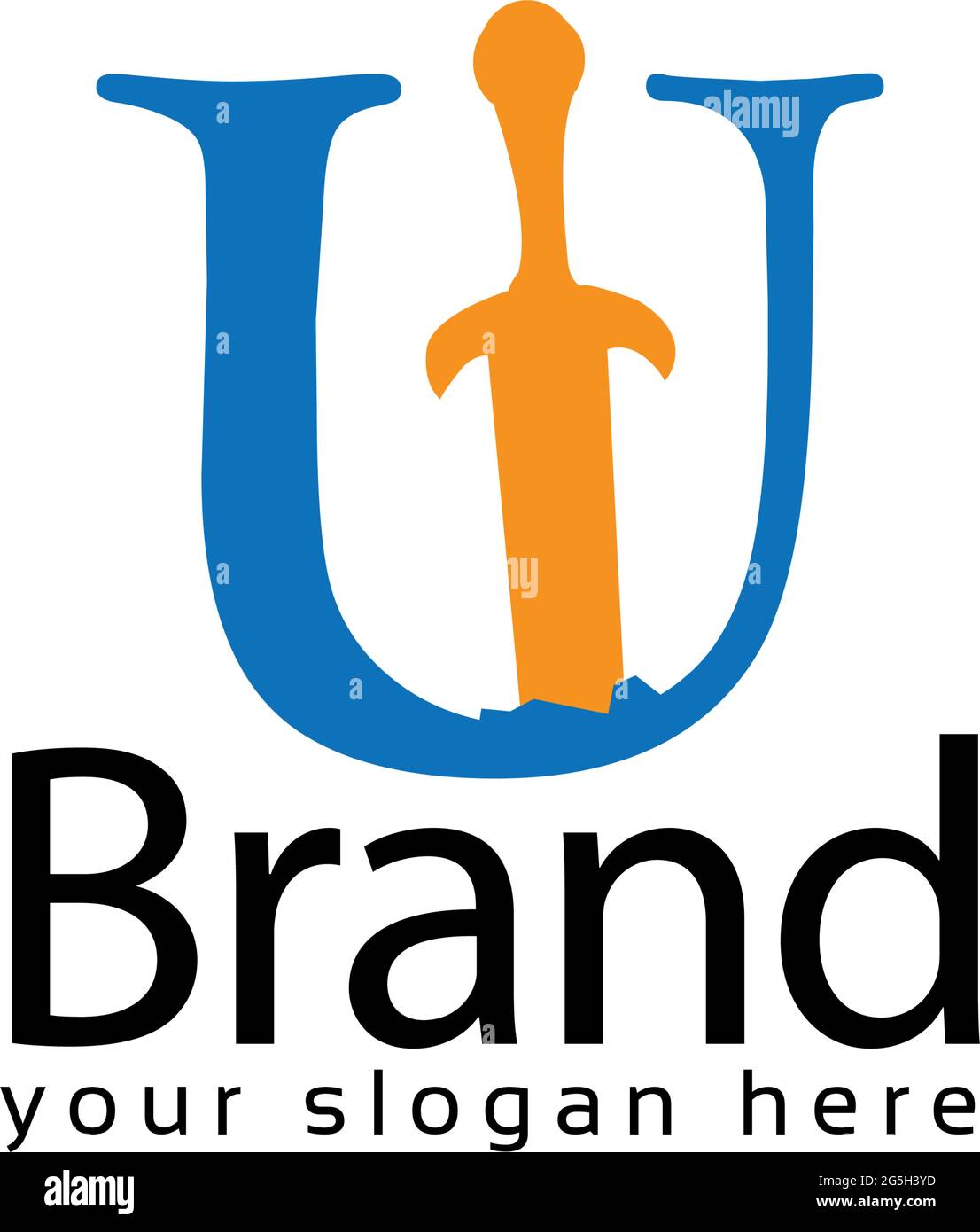 Sword Letter U Logo. Vector Illustration on white background Stock ...