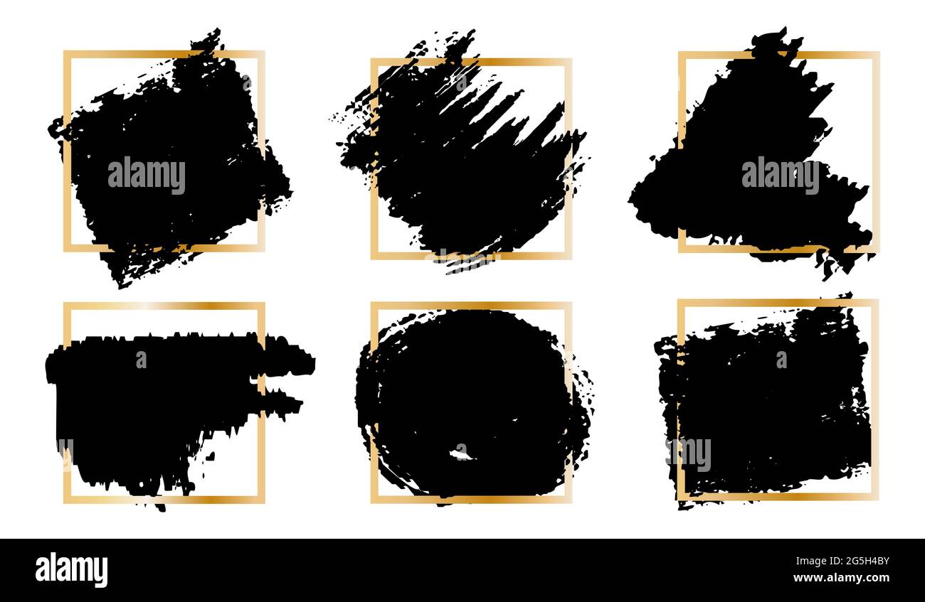 Torn irregular spots of an asymmetrical shape with a yellow square ...