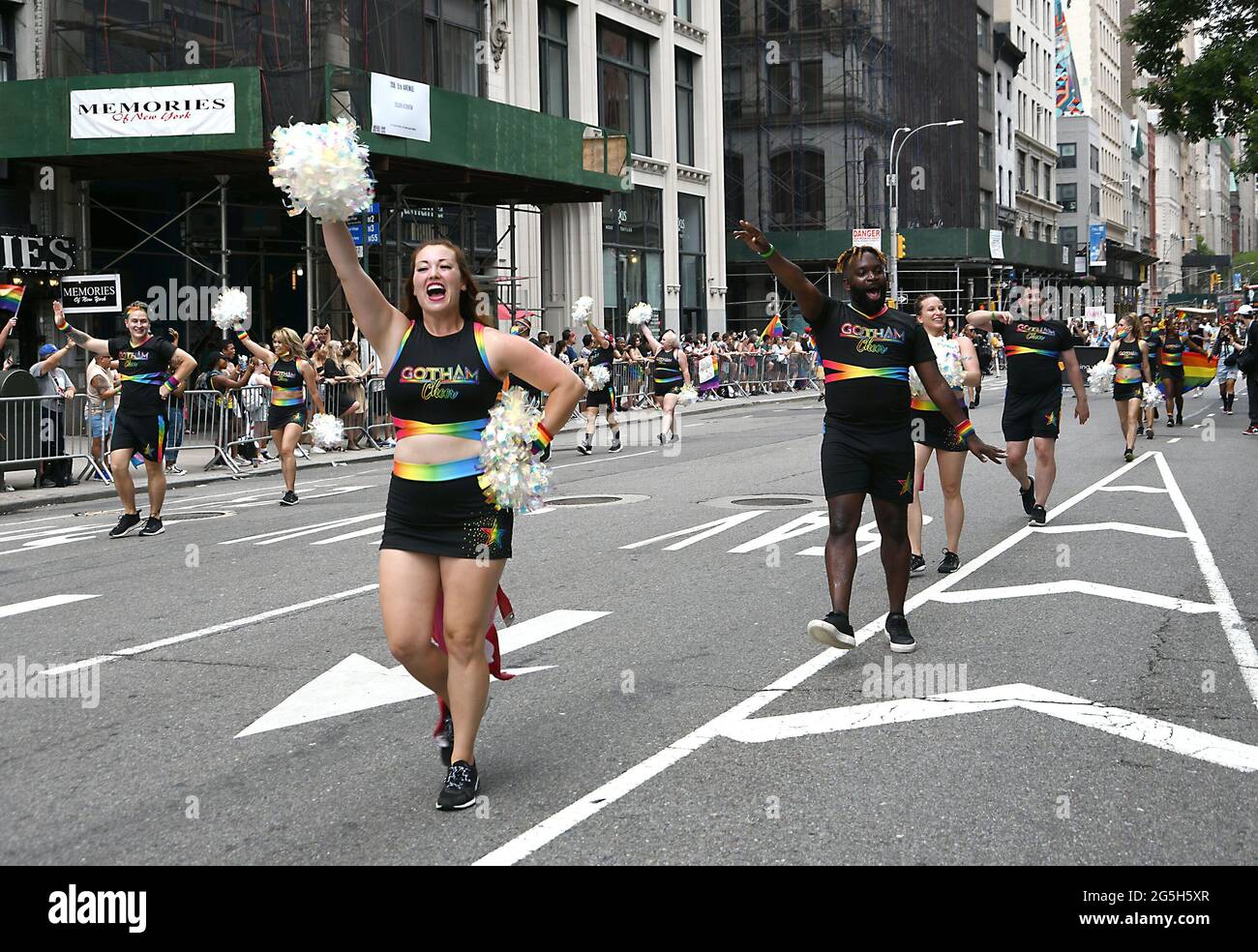 Marchers attend the NYC Pride March on June 27, 2021 on 5th Avenue and ...