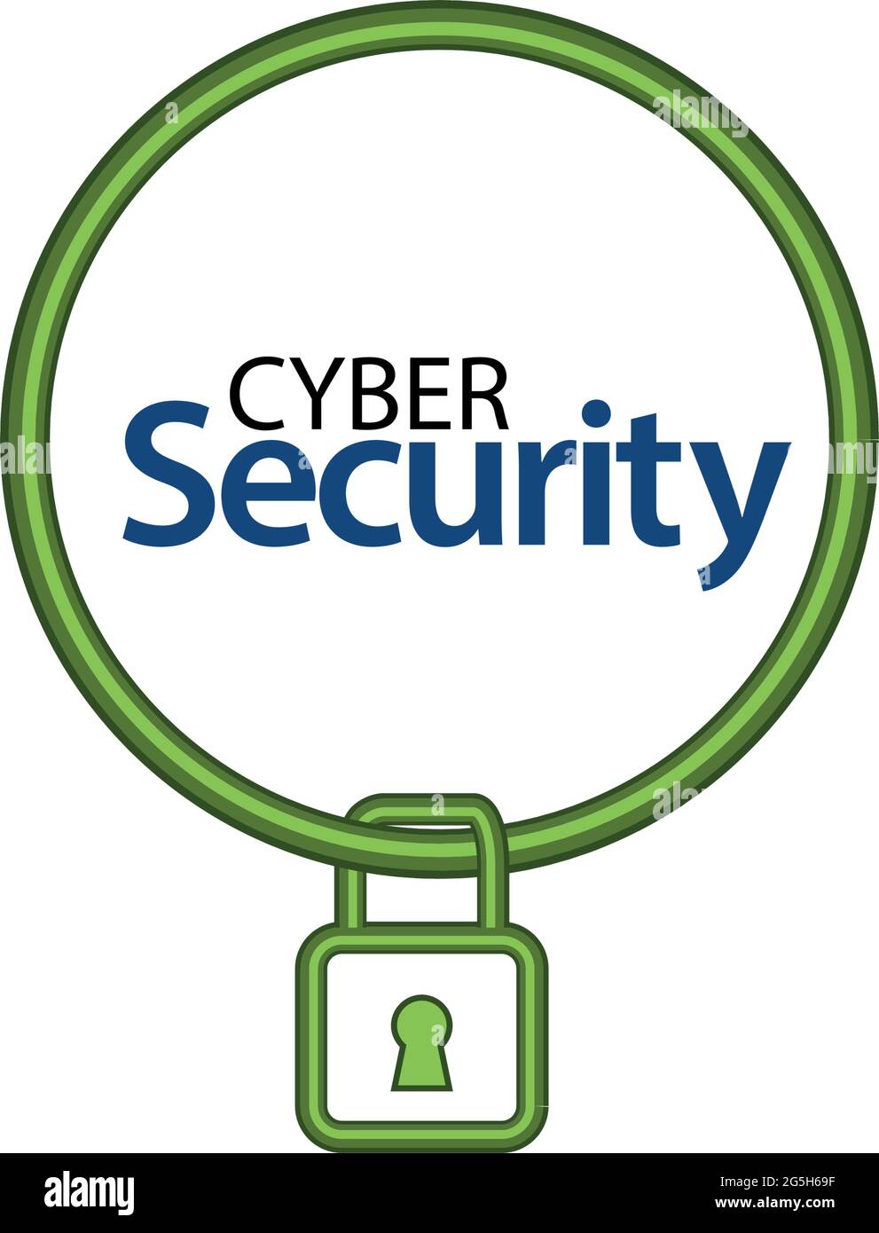 Cyber security with padlock icon. Flat vector illustration on white ...
