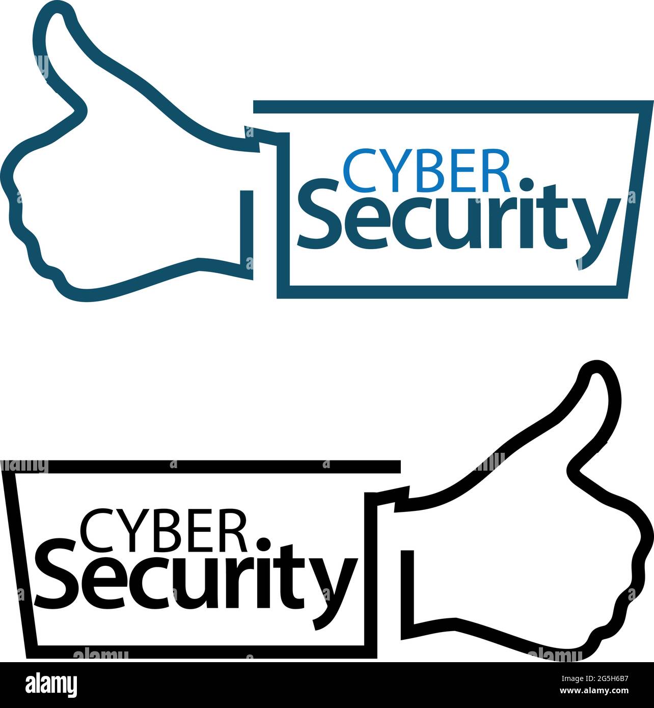 Cyber security with thumb icon. Flat vector illustration on white ...