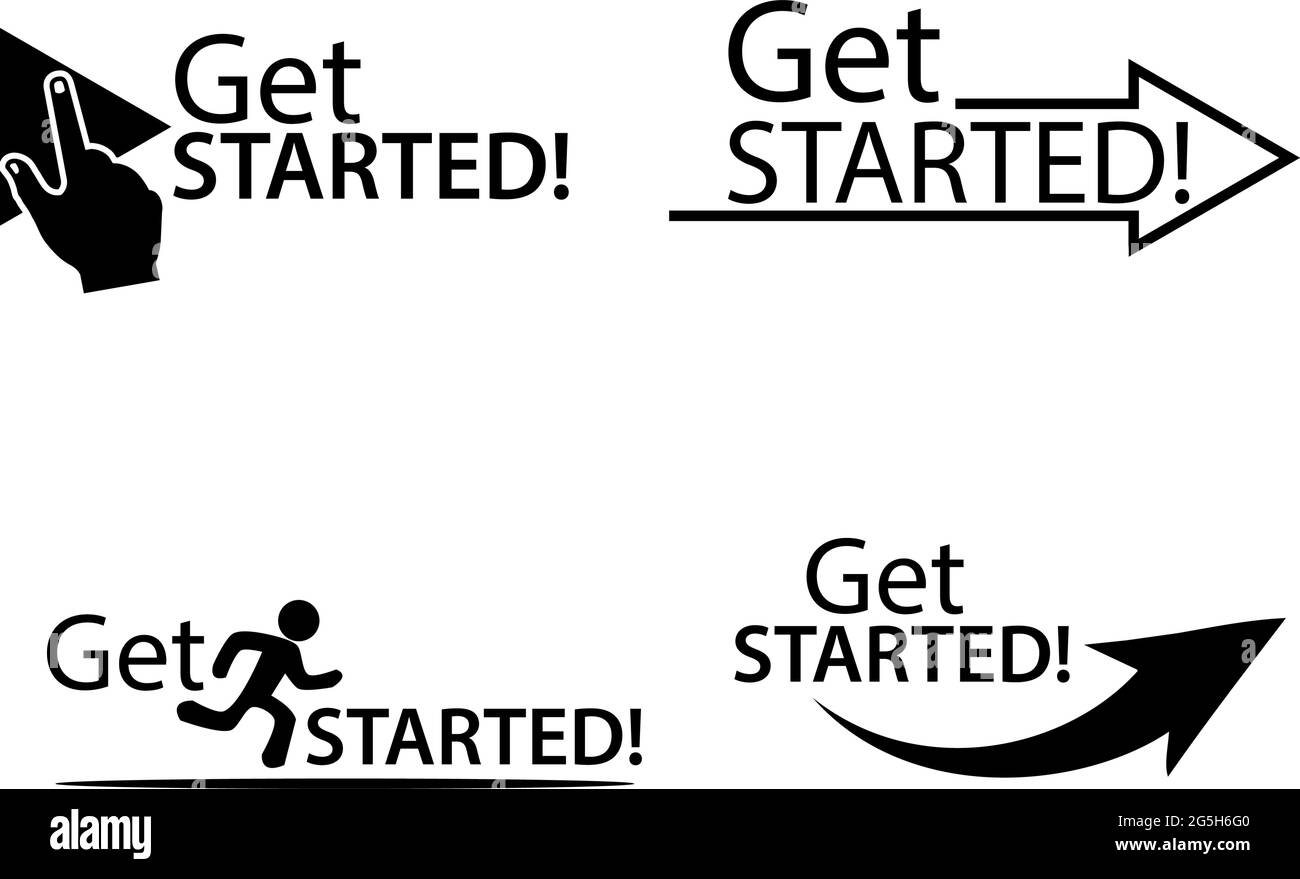 Get started set icon. Flat vector illustration on white background ...