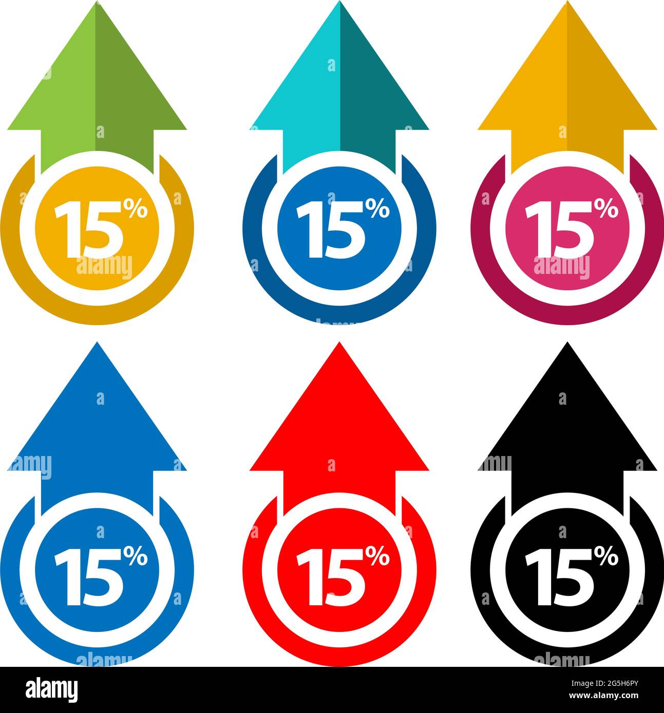 Ffifteen percent up, upwards arrow illustration Stock Vector Image ...