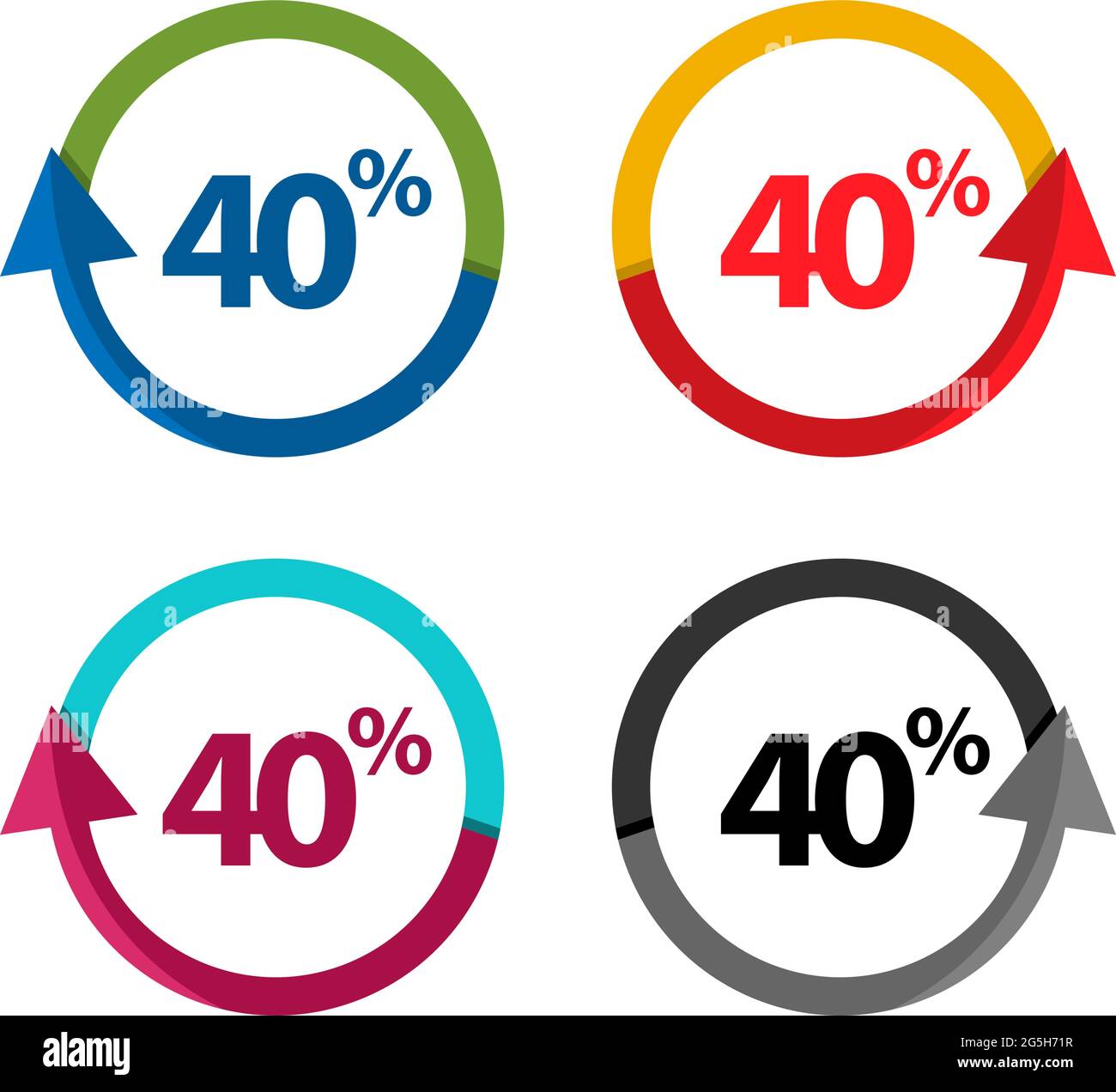 Forty percent up, upwards arrow illustration-vector Stock Vector Image ...