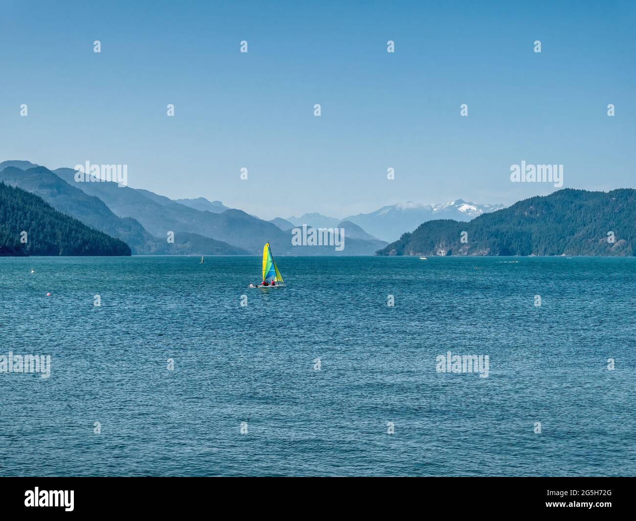 Beautiful view over Harrison lake with sail yacht on the water Stock ...