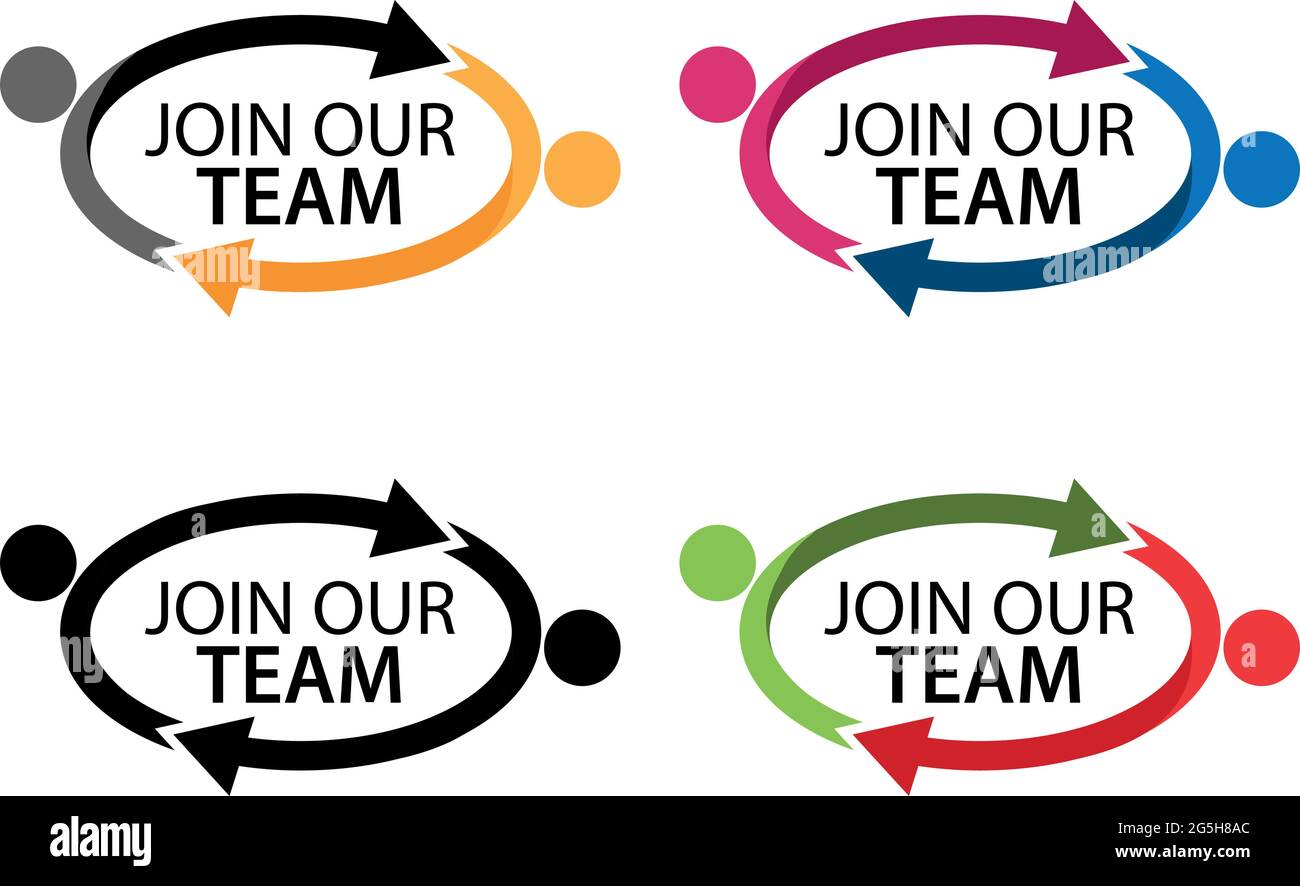 Join our team with people icon. Flat vector illustration on white ...