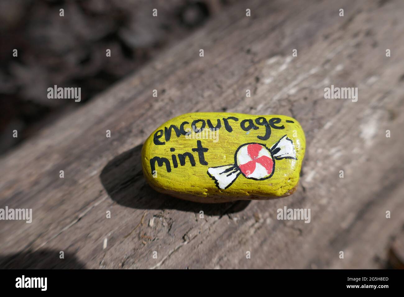 Kindness rock with painted peppermint candy and encourage mint message ...