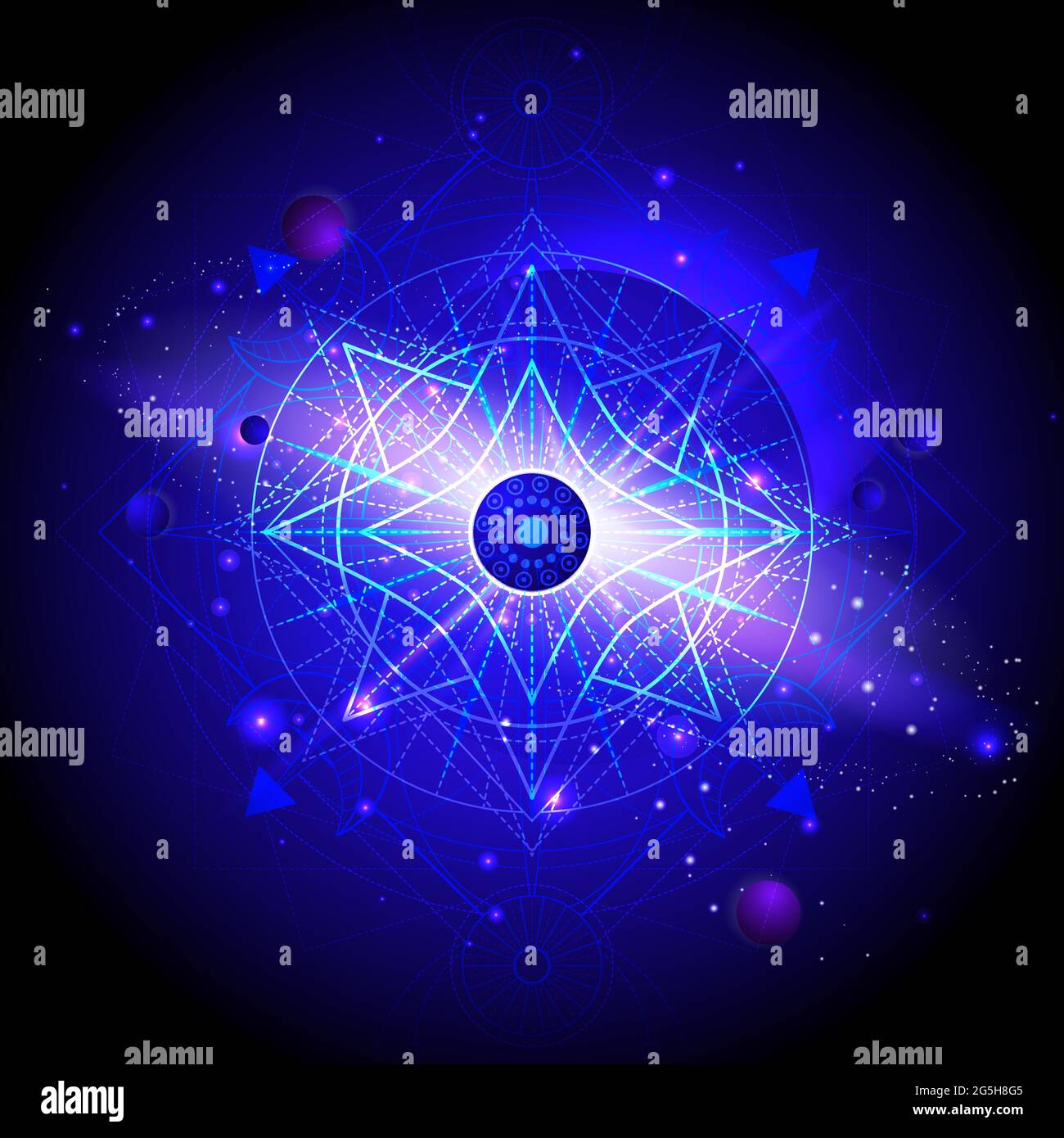 Vector illustration of Sacred geometric symbol against the space ...
