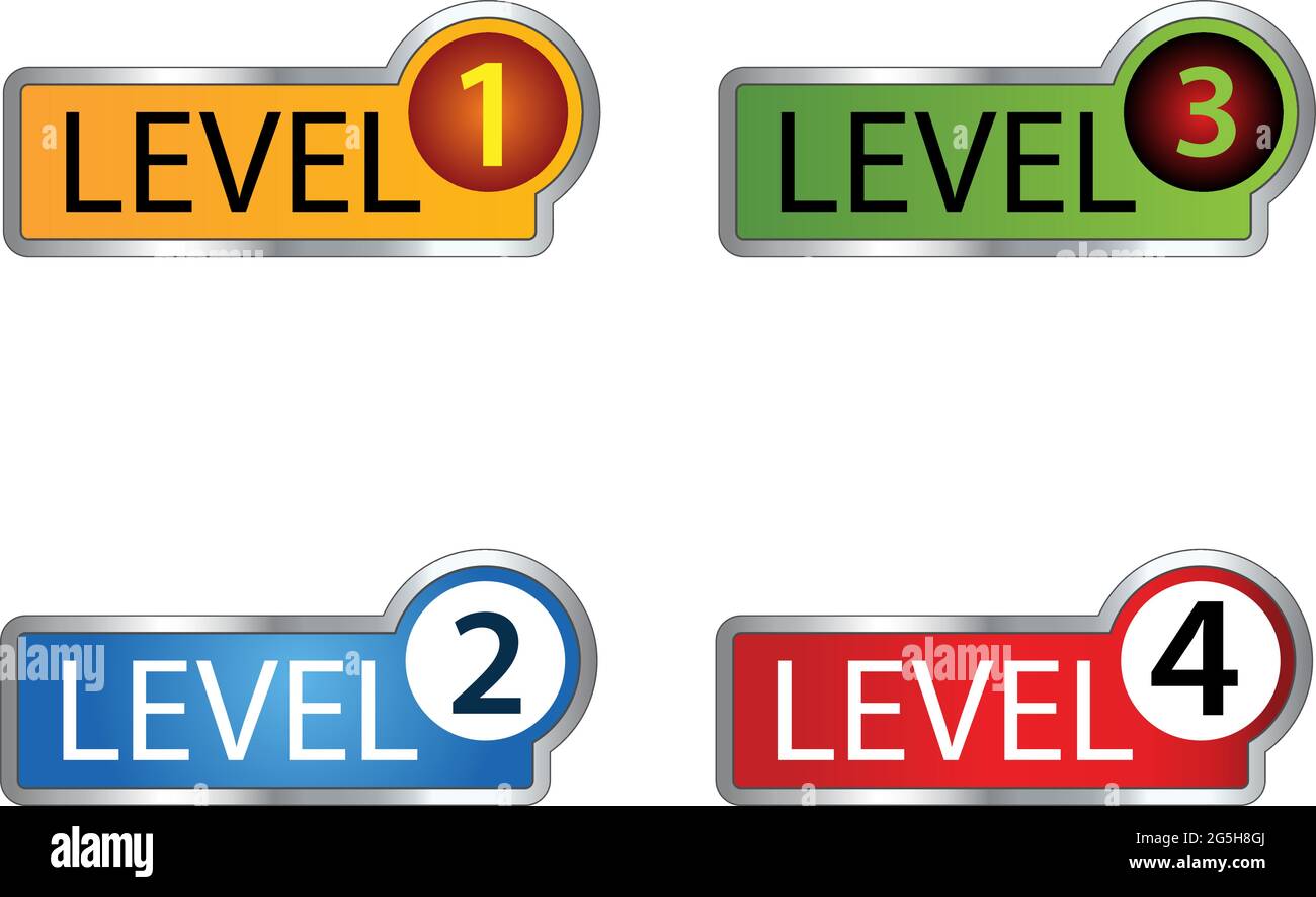 Level colorful button set. vector modern material style buttons Stock ...