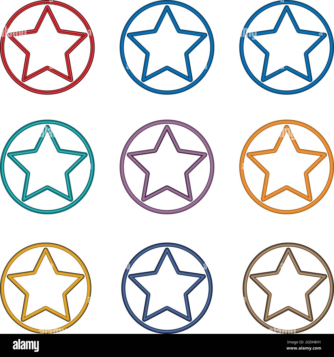 Star in circle. Colorful star set icons, flat design Stock Vector Image ...