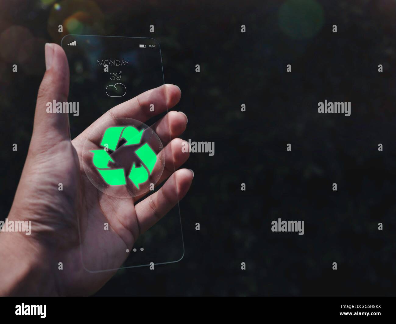 Futuristic modern transparent glass phone Technology concept. Renewable ...