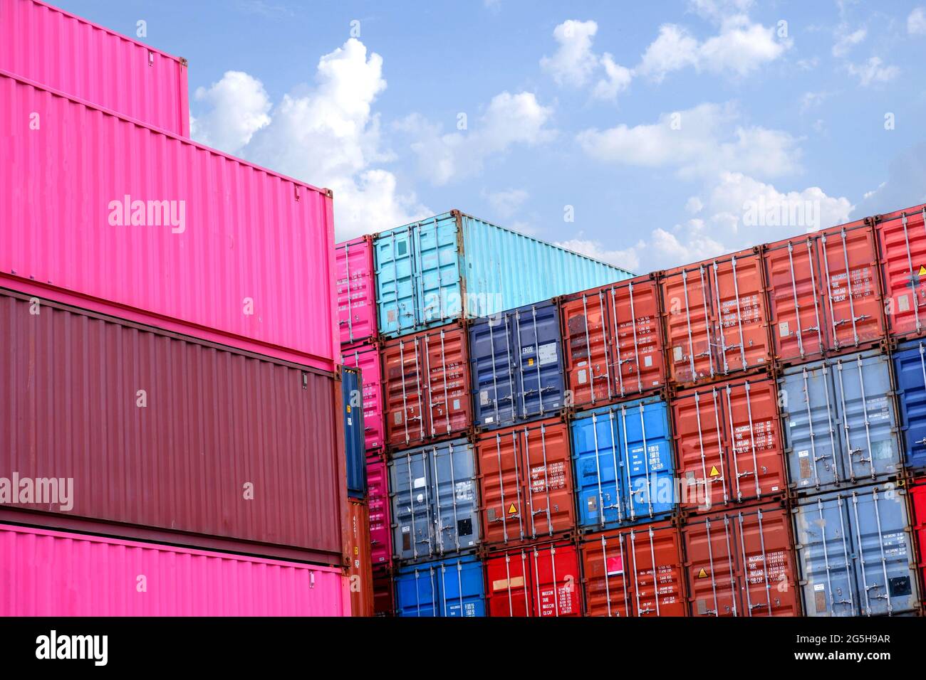 Container stack, trade perspective, import and export Stock Photo - Alamy