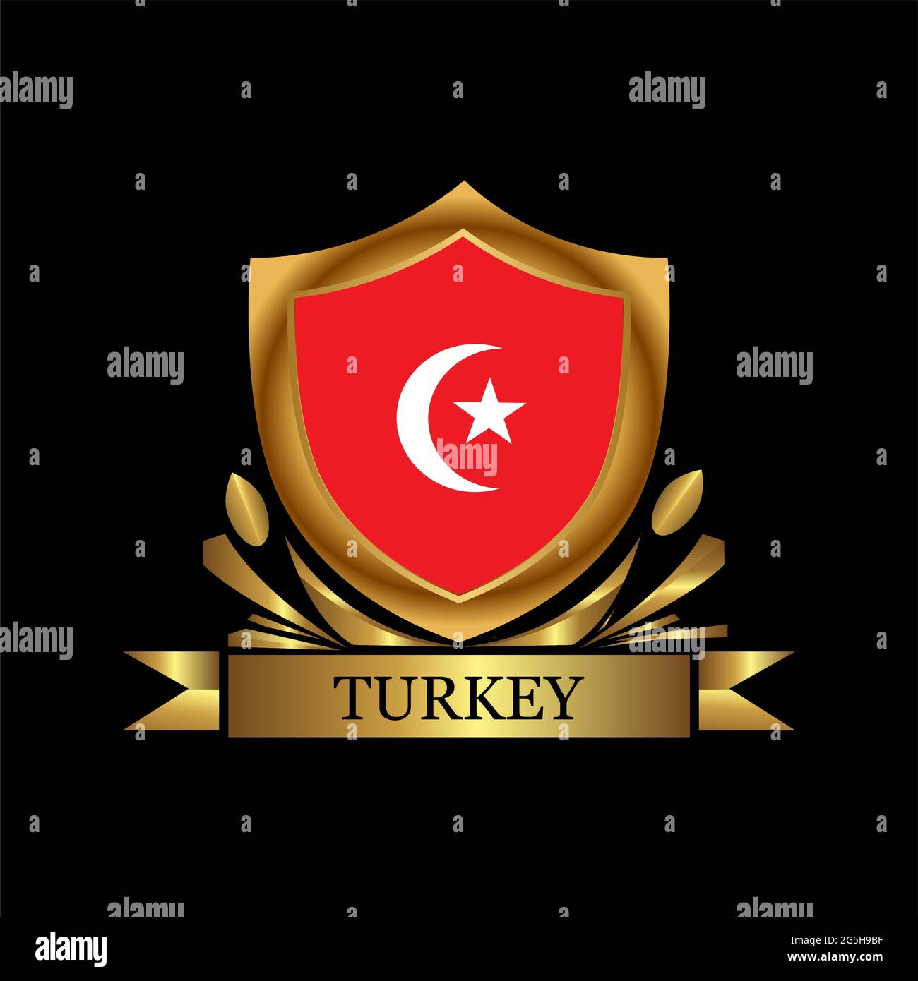 Turkish flag and gold shield. Stock icon. Vector Illustration Stock ...