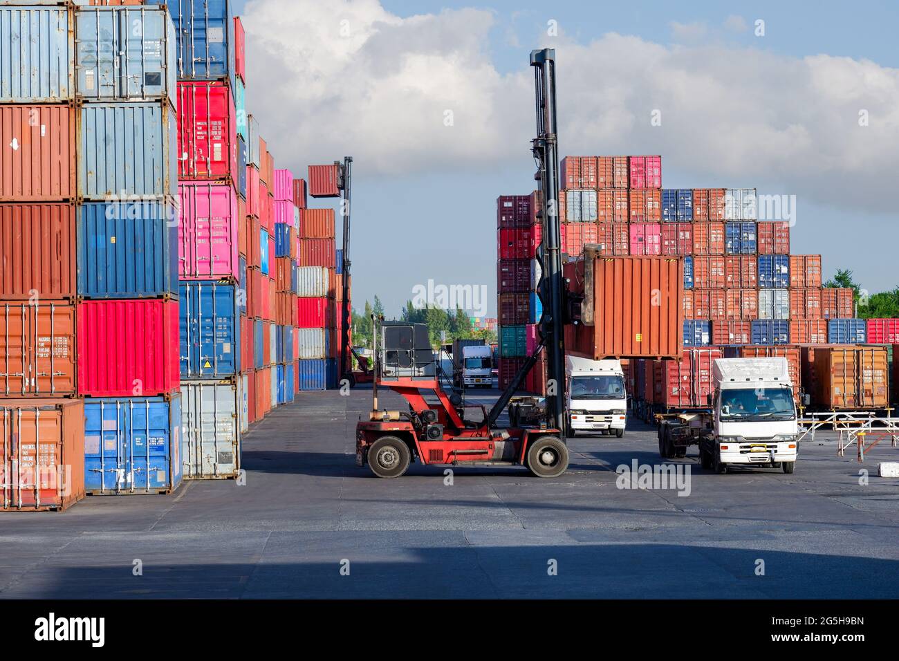 side view of forklift container Stock Photo - Alamy