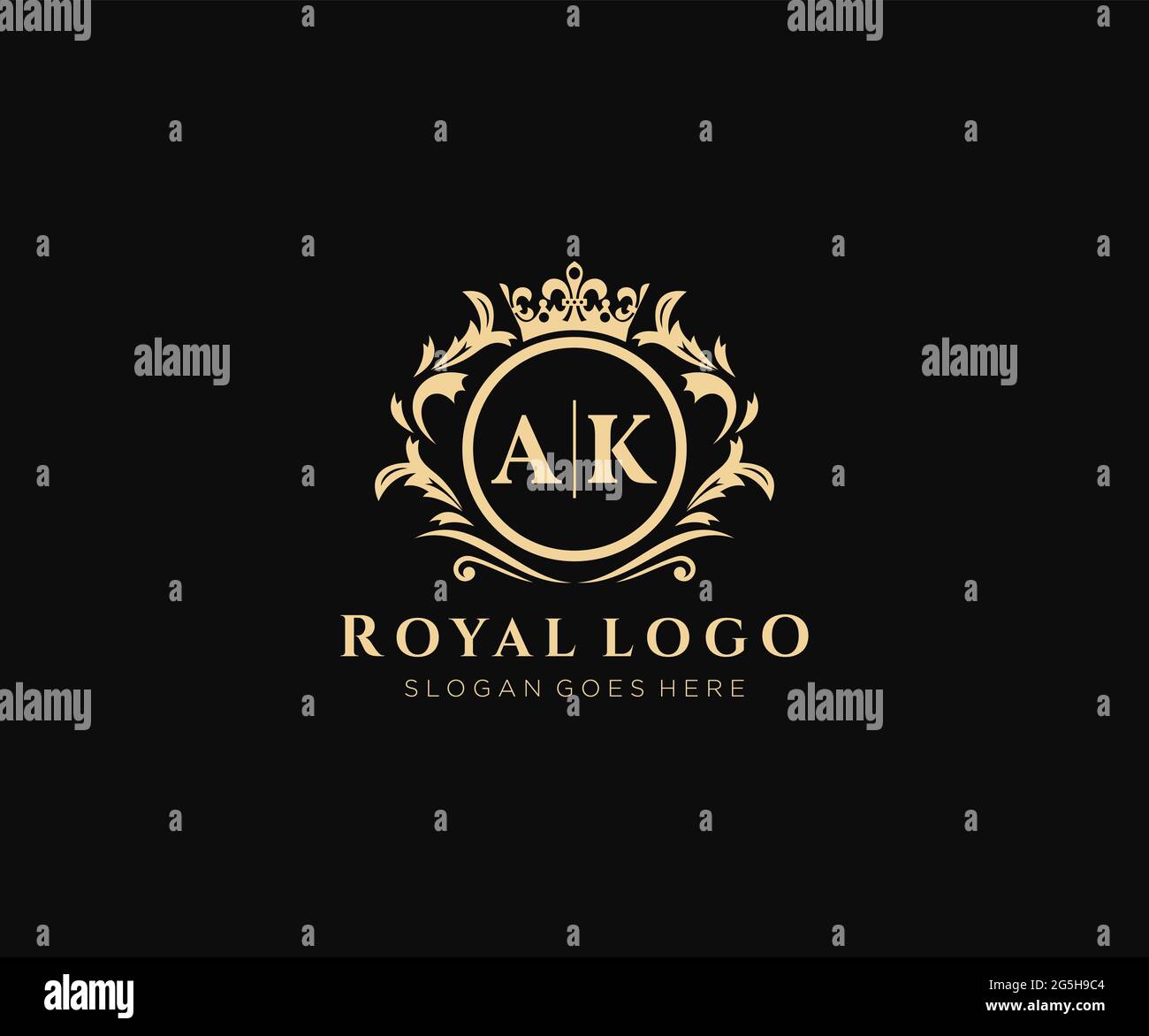 AK Letter Luxurious Brand Logo Template, for Restaurant, Royalty ...