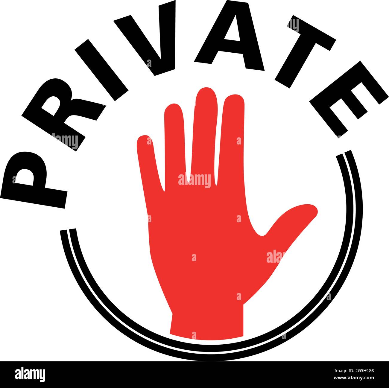 Private with stop sign with hand. Flat vector illustration on white ...