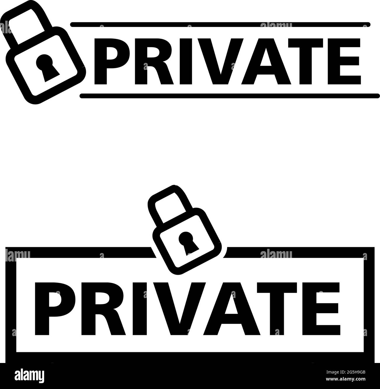 Private with padlock icon. Flat vector illustration on white background ...