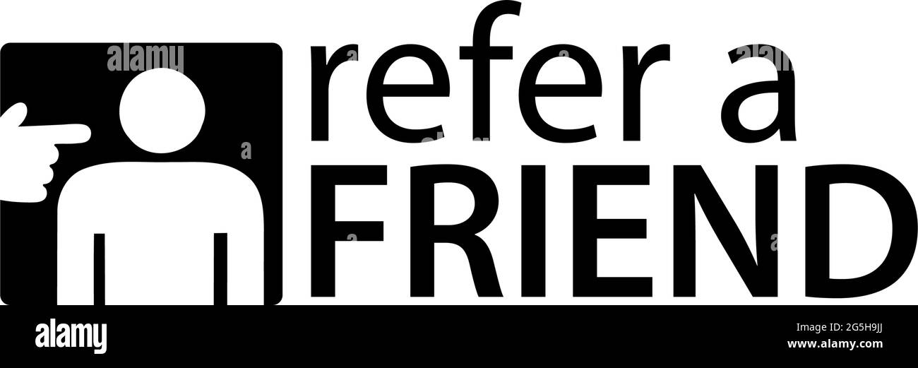 Refer a friend with people icon. Flat vector illustration on white ...