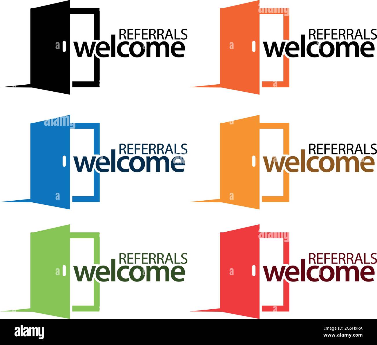 Door vector icon with text referrals Members welcome Stock Vector Image ...