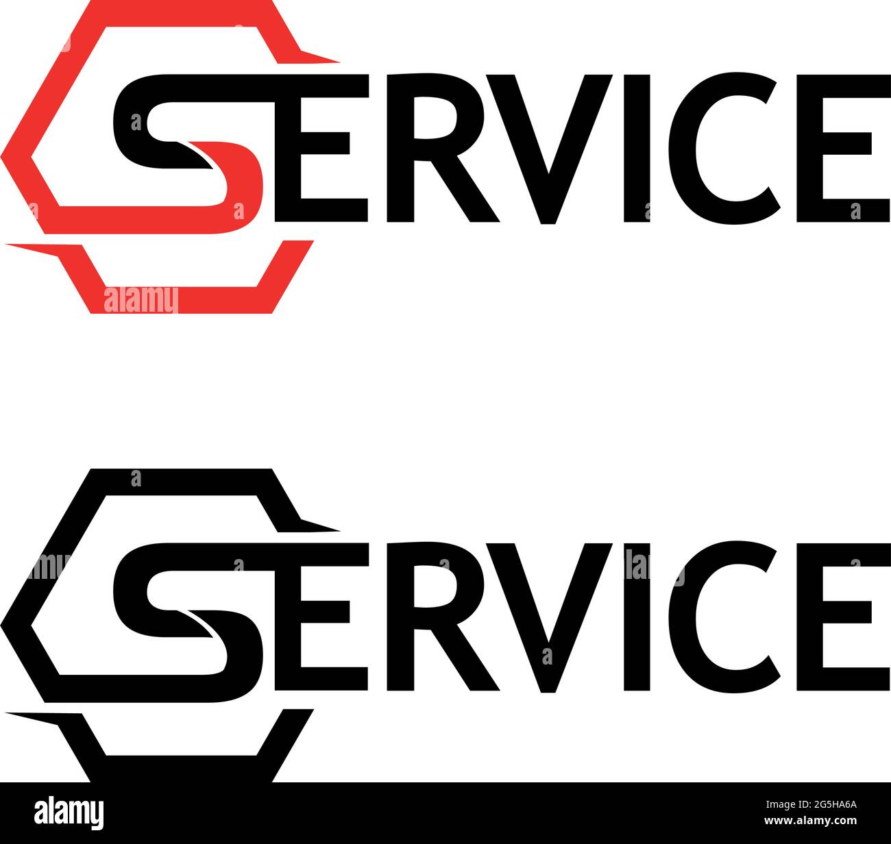 Word service with hexagon vector. Flat vector illustration on white ...
