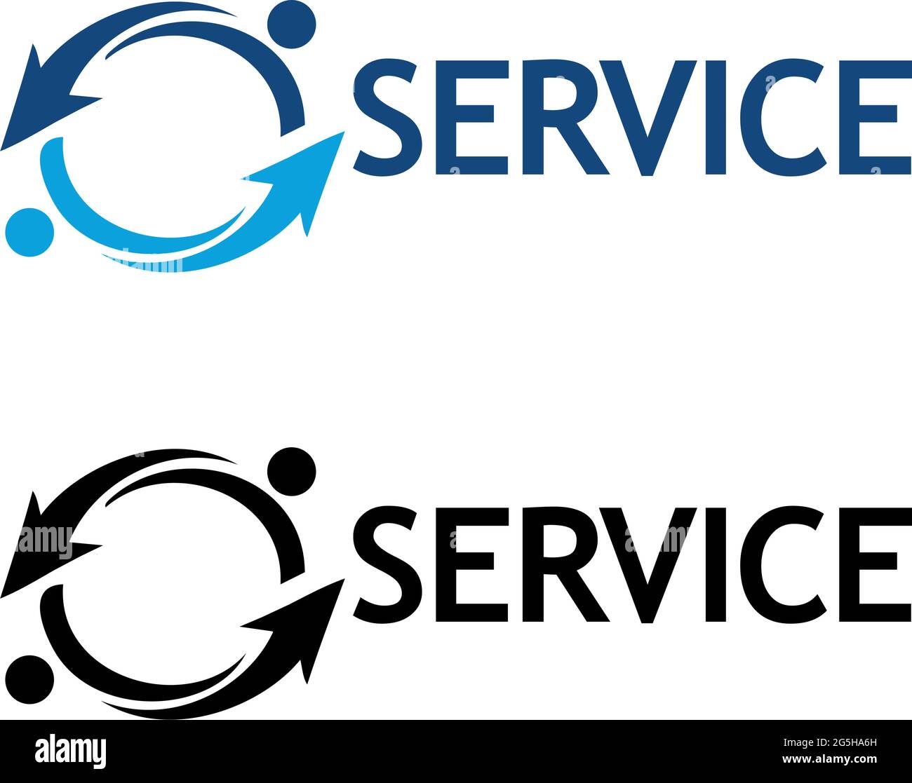 Word service with people vector. Flat vector illustration on white ...