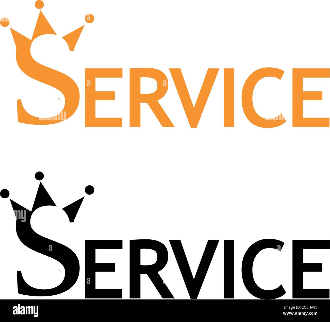 Word service vector with crown. Flat vector illustration on white ...