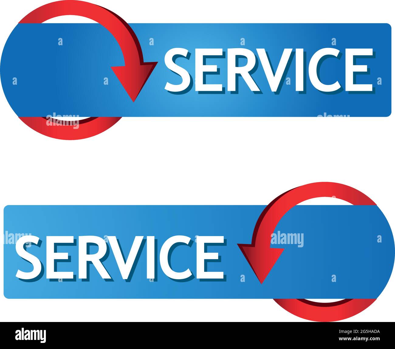 Word service vector with arrow. Flat vector illustration on white ...