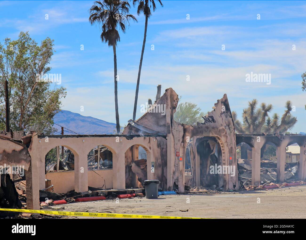 Complete Destruction From Fire To Desert Mexican Restaurant Stock Photo ...