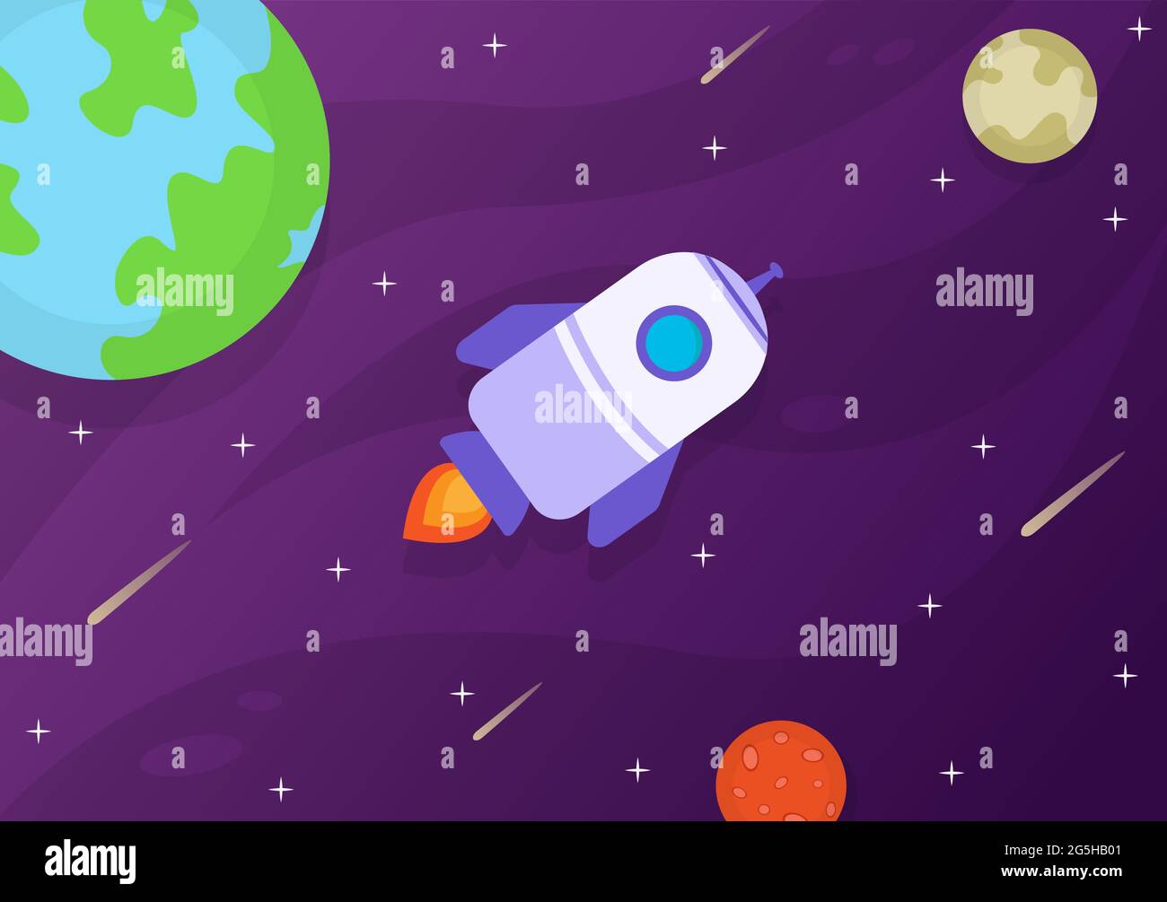 Astronaut With Rocket Illustration For Explore In Outer Space And ...