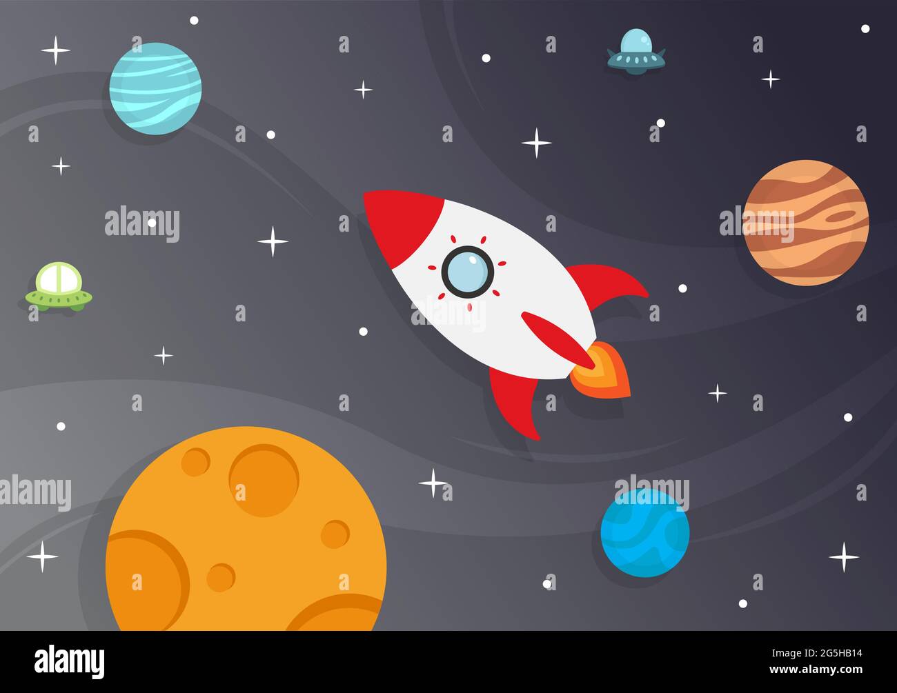 Astronaut With Rocket Illustration For Explore In Outer Space And ...