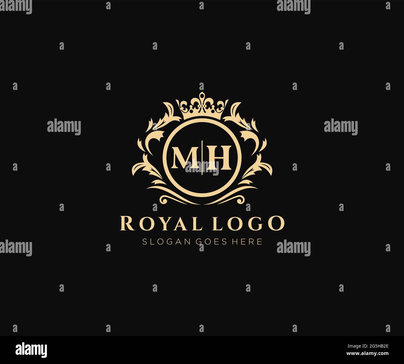 MH Letter Luxurious Brand Logo Template, for Restaurant, Royalty ...
