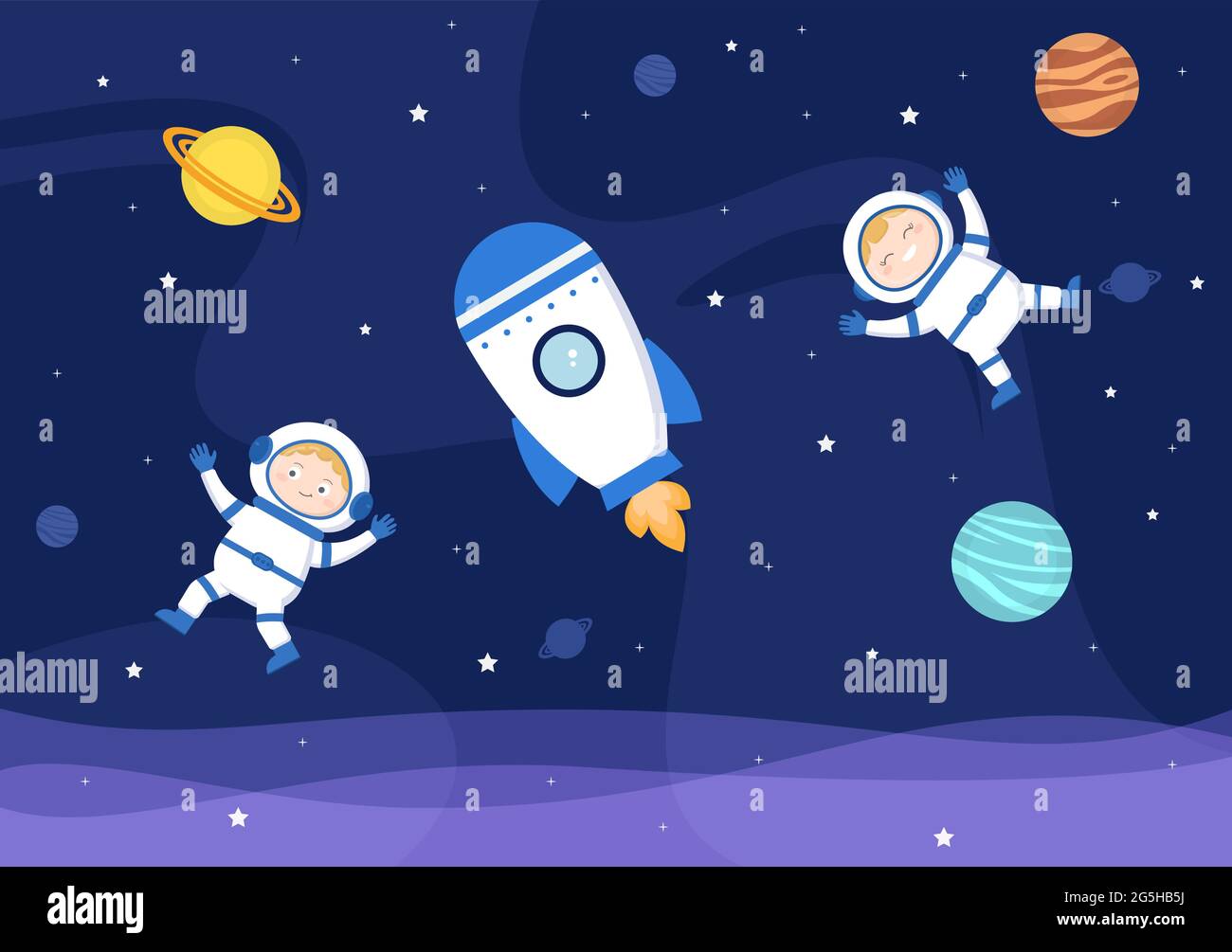 Astronaut With Rocket Illustration For Explore In Outer Space And ...