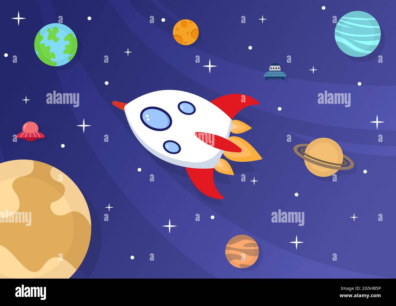 Astronaut With Rocket Illustration For Explore In Outer Space And ...