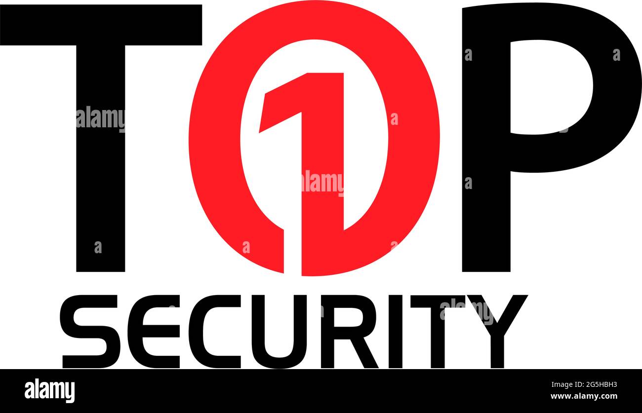 Top Security with the number one. Creative lettering vector ...