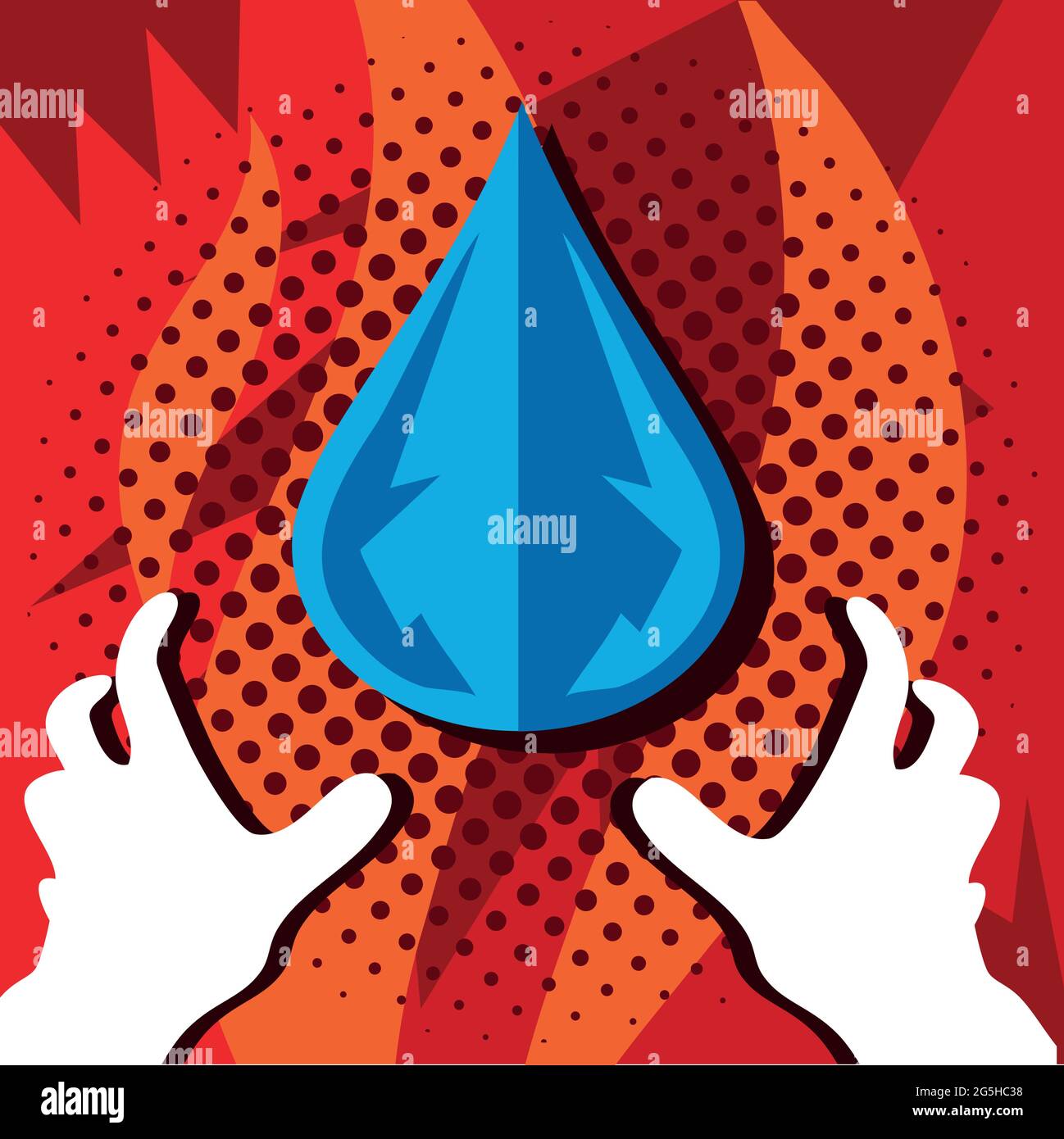 Hand and water on the red background Stock Vector Image & Art - Alamy