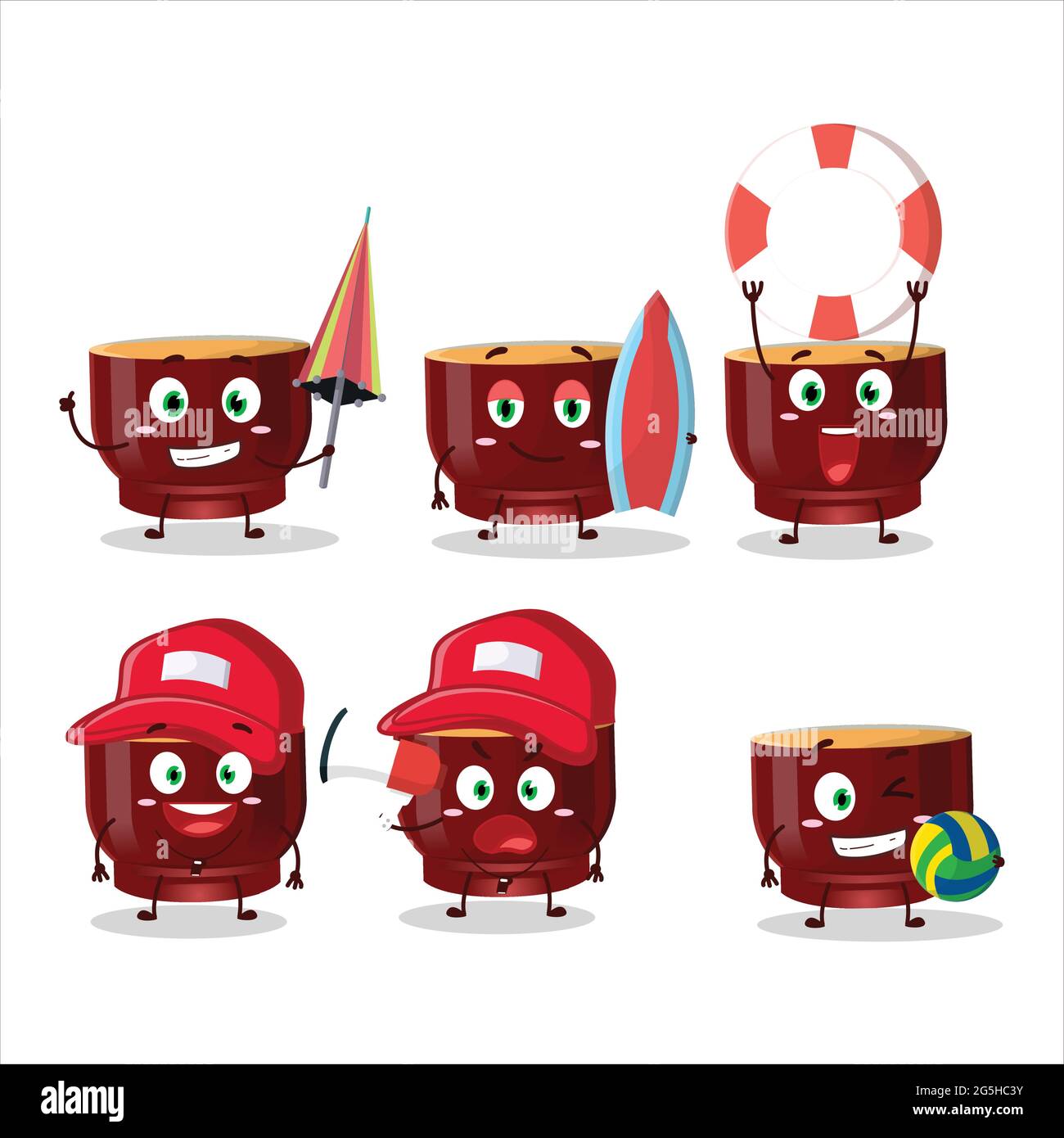 Happy Face kava drink cartoon character playing on a beach. Vector ...