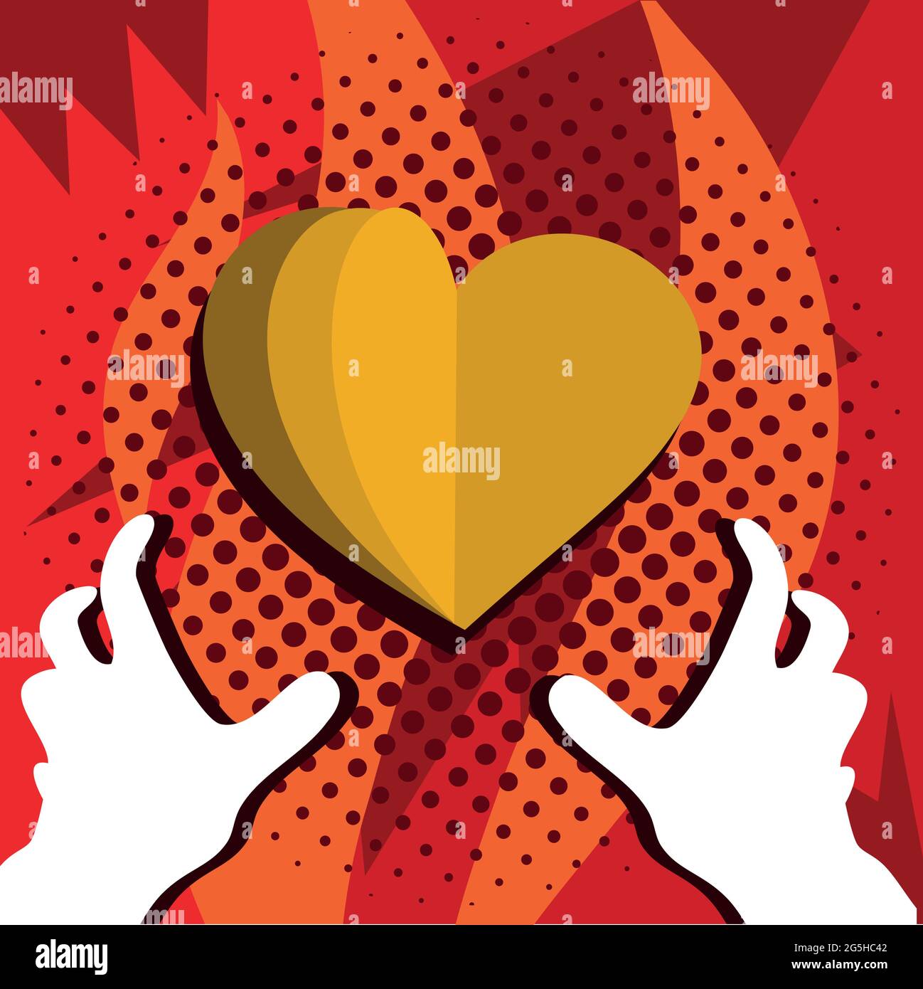 Hand and heart sign on the red background Stock Vector Image & Art - Alamy
