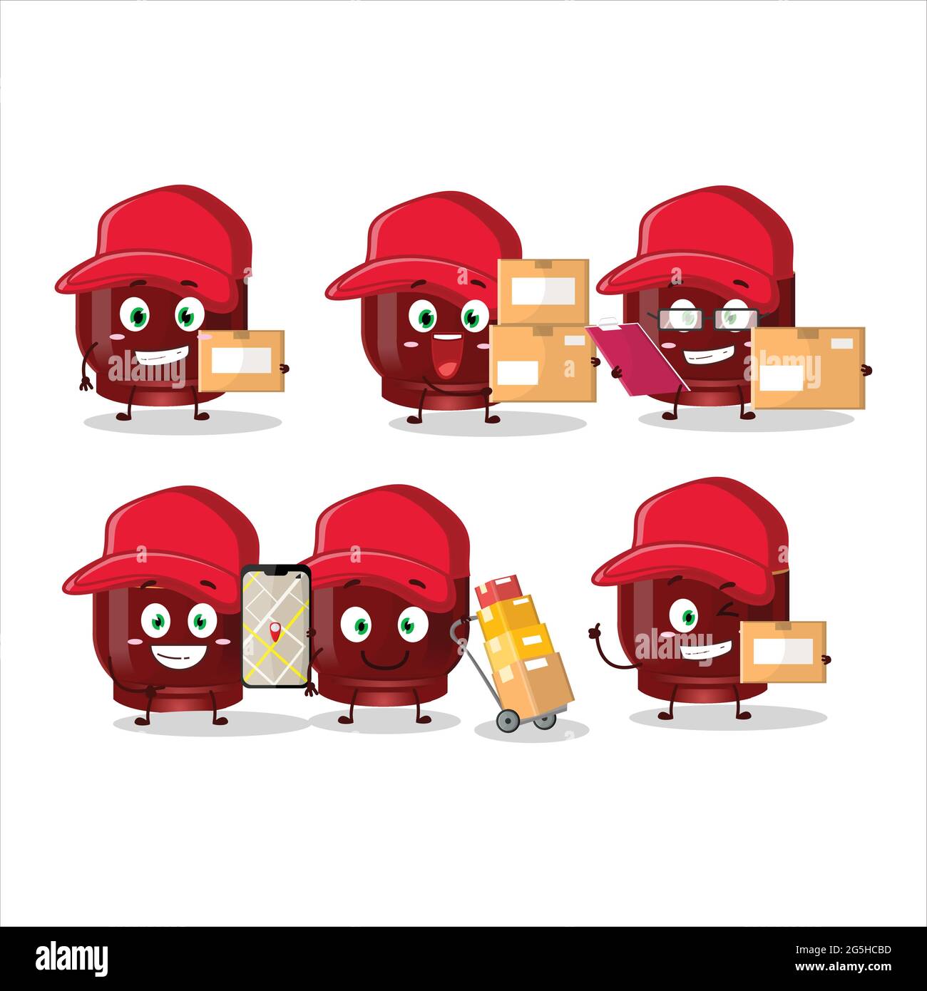 Cartoon character design of kava drink working as a courier. Vector ...