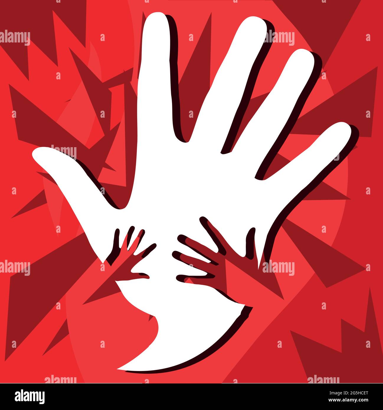 Hand on the red background. Flat background design Stock Vector Image ...