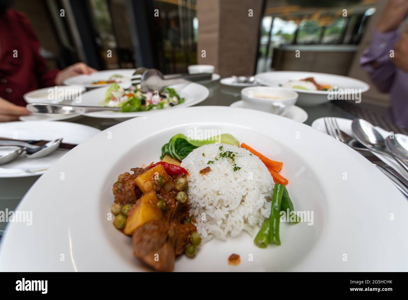 Popular Filipino food Beef Caldereta on the table Stock Photo - Alamy