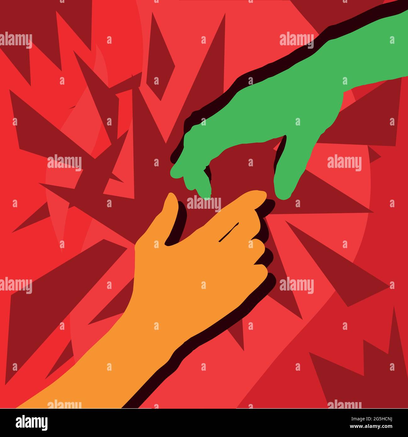 Helping hand concept on the red background Stock Vector Image & Art - Alamy