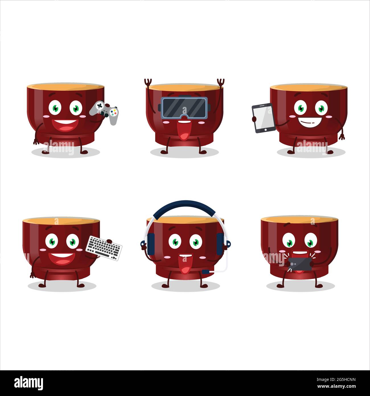 Kava drink cartoon character are playing games with various cute ...