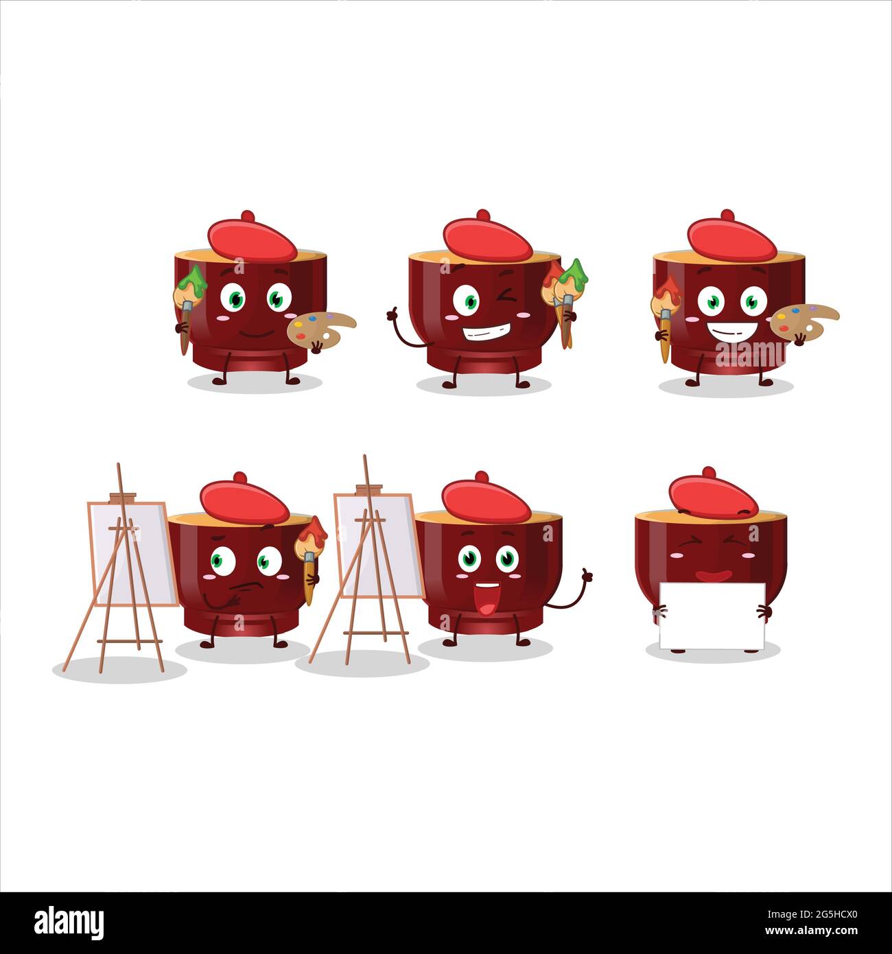 Artistic Artist of kava drink cartoon character painting with a brush ...