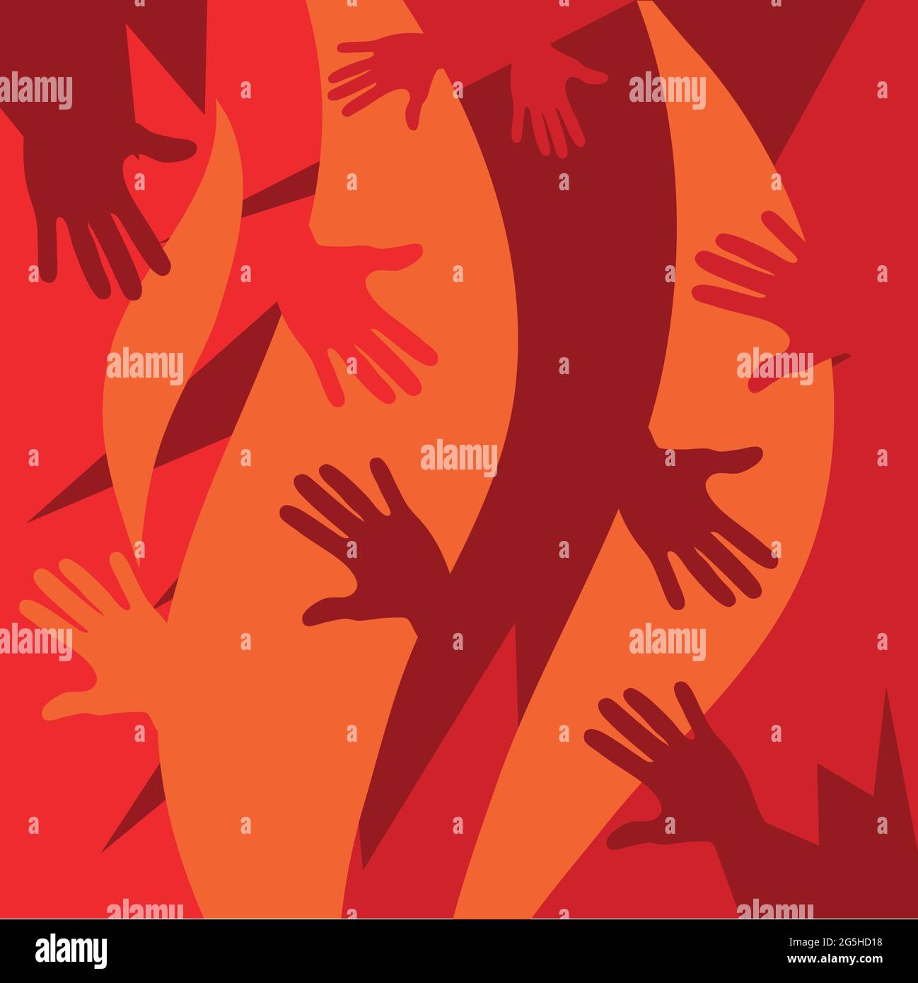 Hand on the red background. Flat background design Stock Vector Image ...