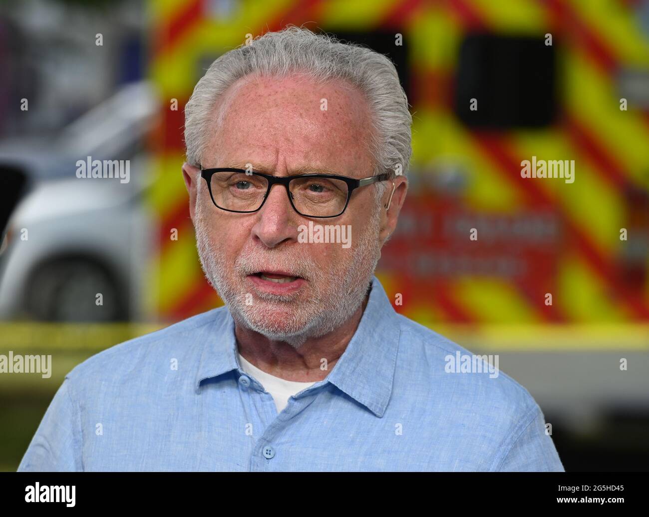 Surfside FL, USA. 27th June, 2021. Wolf Blitzer is seen broad casting ...