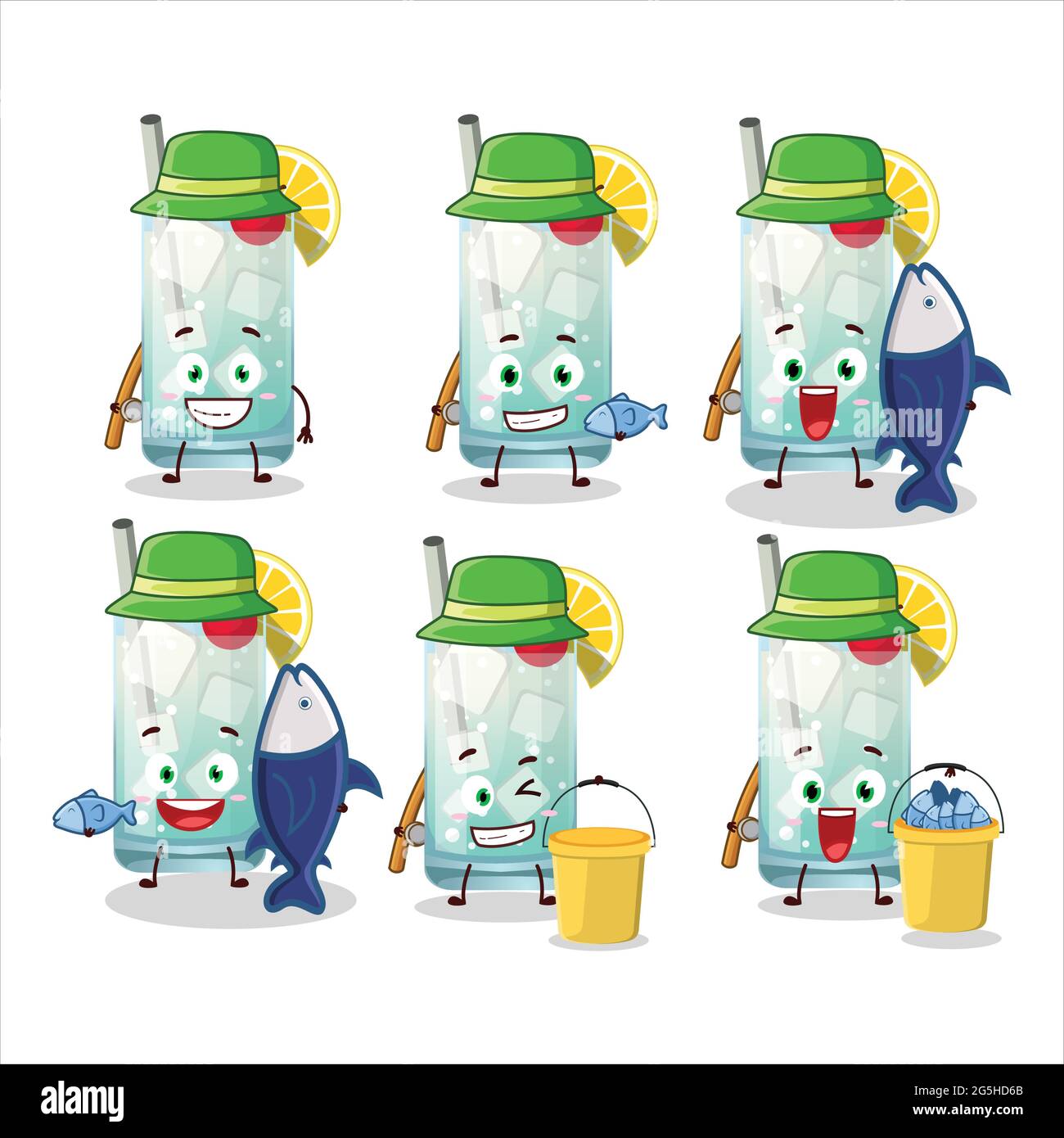 A fisherman tom collins cartoon picture catch a big fish. Vector ...