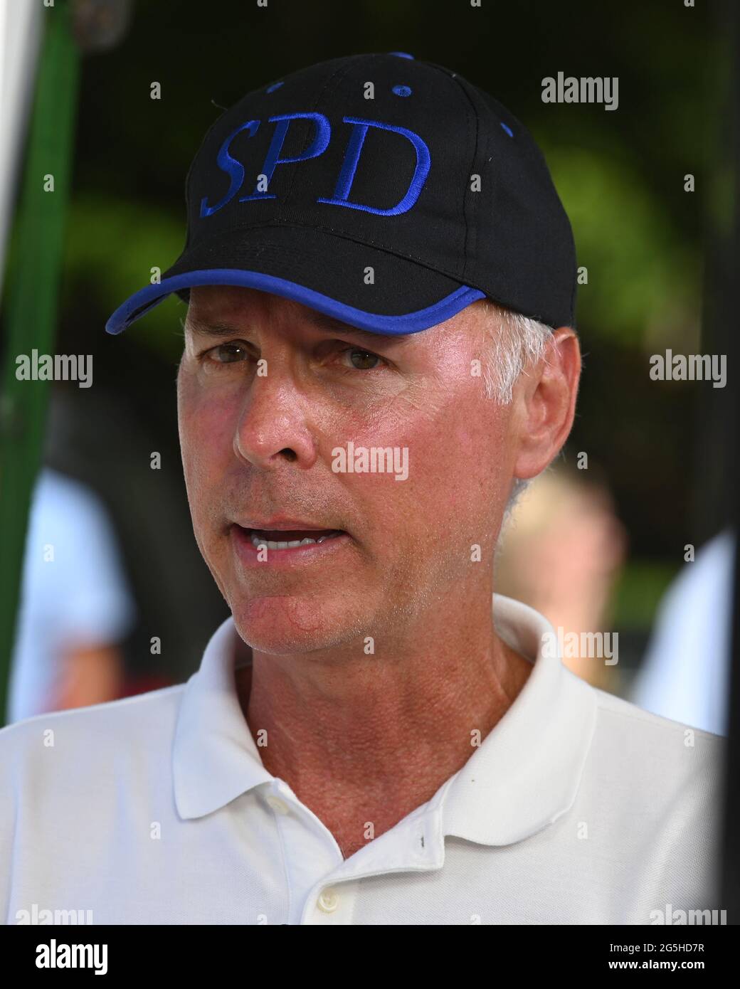 Surfside FL, USA. 27th June, 2021. Surfside Mayor Charles W. Burkett is ...