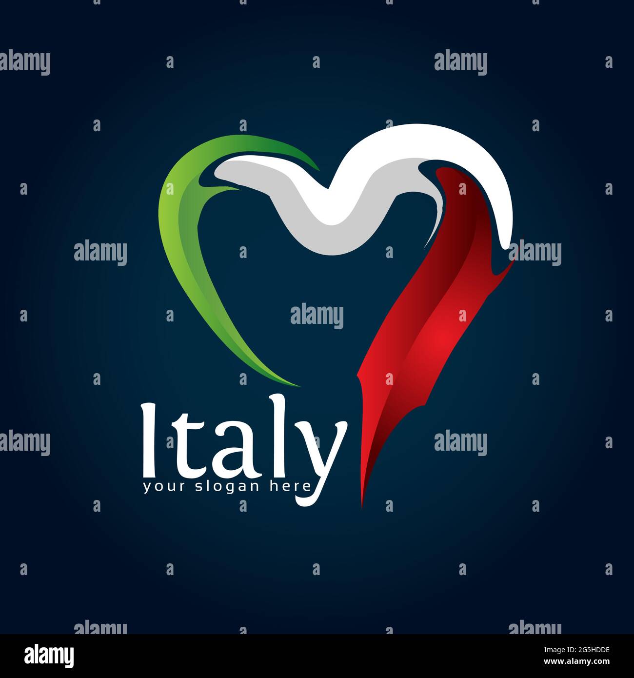 Italy flag Heart stock vector. Vector illustration on blue gradient ...