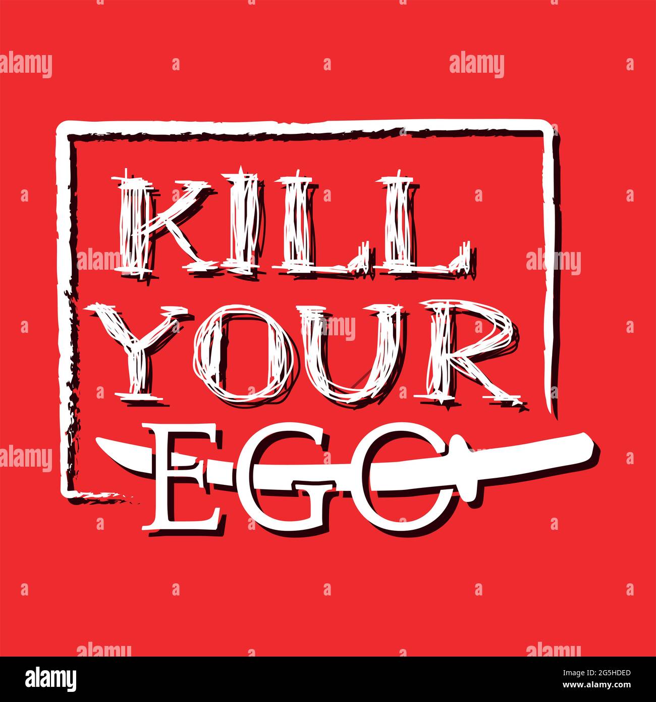 kill your ego with sword vector design on the red background Stock ...