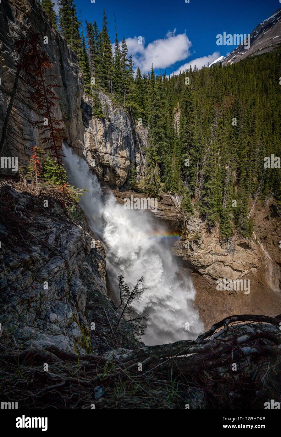 Panther falls waterfall against rocky mountain background on summer day ...